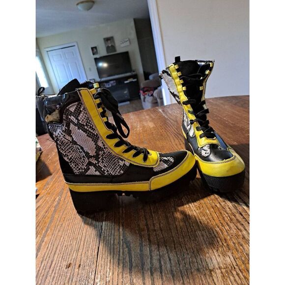 BAMBOO | Shoes | 1 Bamboopowerful Black White Grey Yellow Faux ...